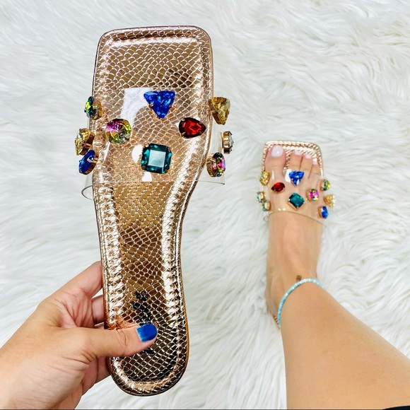 Shoes | Rose Gold Gem Sandal | Poshmark